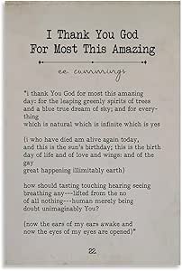 Amazon.com: E E Cummings Inspirational Wall Art, I Thank You God for ...