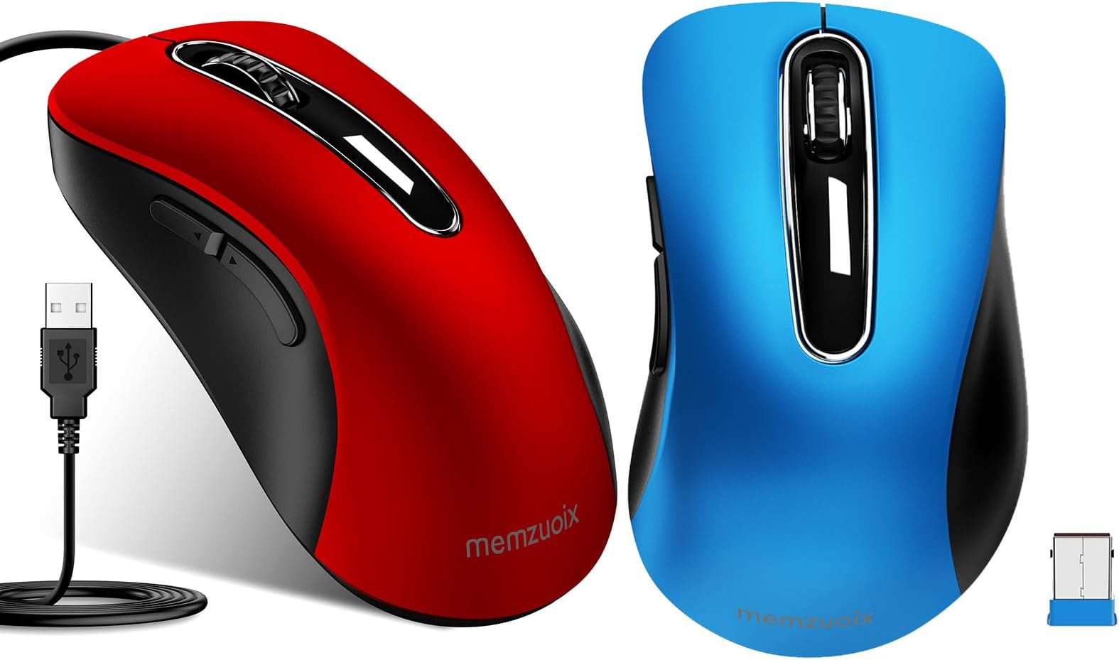 Amazon.com: memzuoix 2.4G Wireless Mouse + USB Wired Mouse for Laptop ...