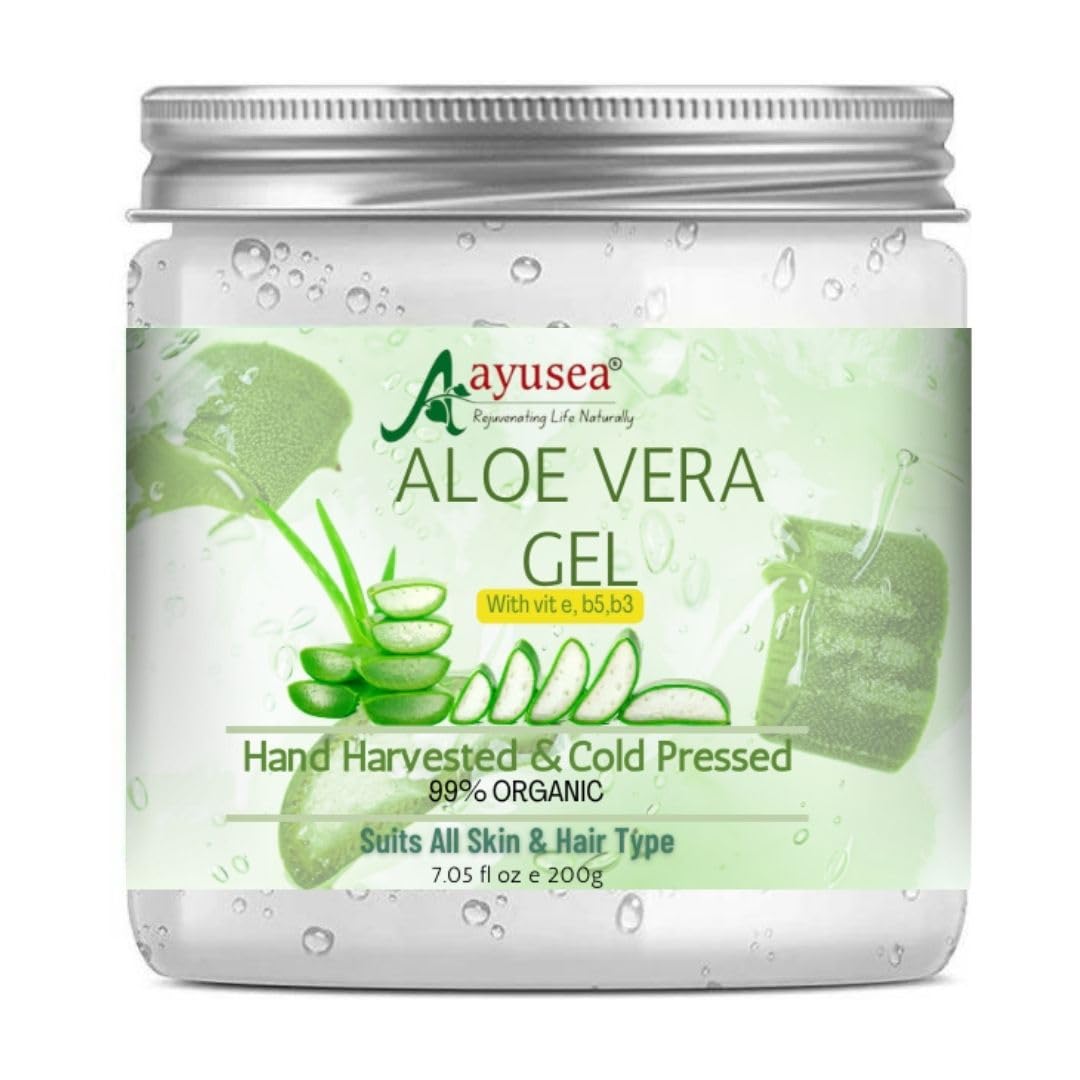 AYUSEA® Pure Aloe vera gel for face acne and hair mask with Vit-E, B3 ...