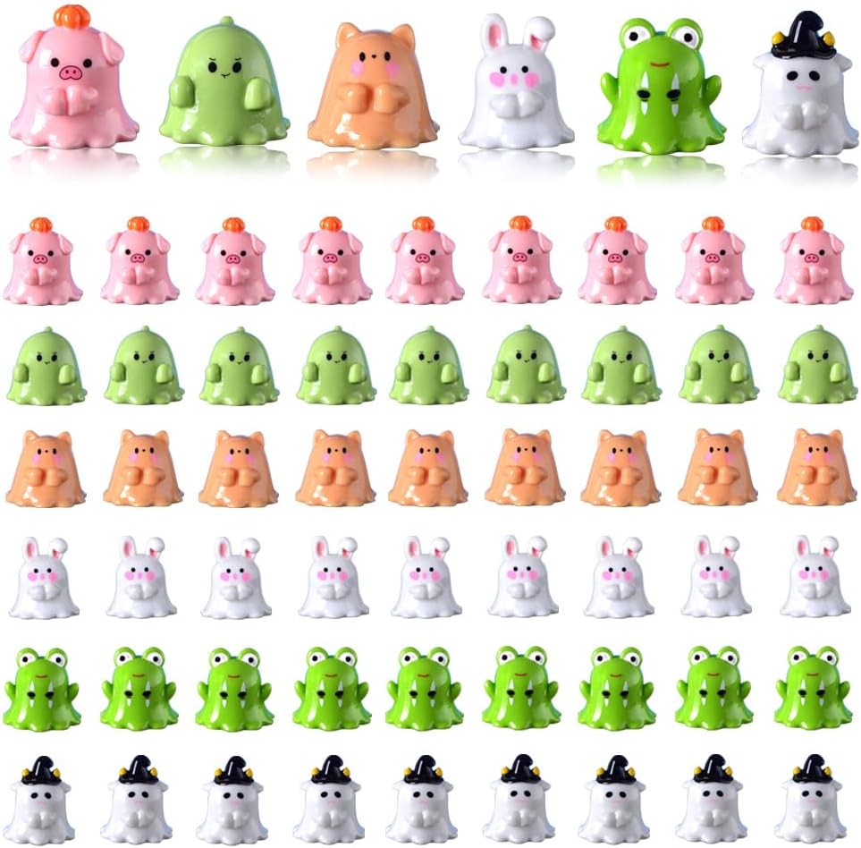 Amazon.com: 60Pcs Halloween Mini Ghost Animal Figurines Mini Resin ...