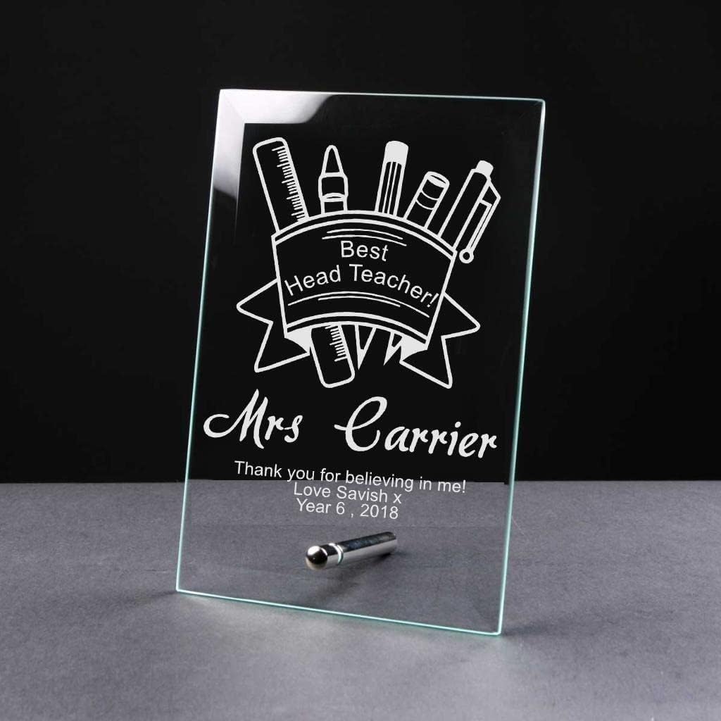 ukgiftstoreonline Personalised Best Head Teacher Gift Thank You Glass ...