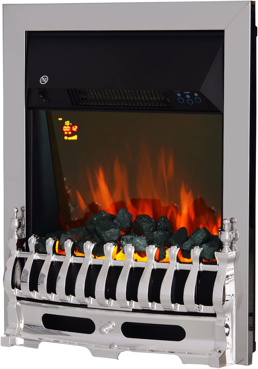 HOMCOM Contemporary Electric Fireplace Coal Burning Flame Effect Inset ...
