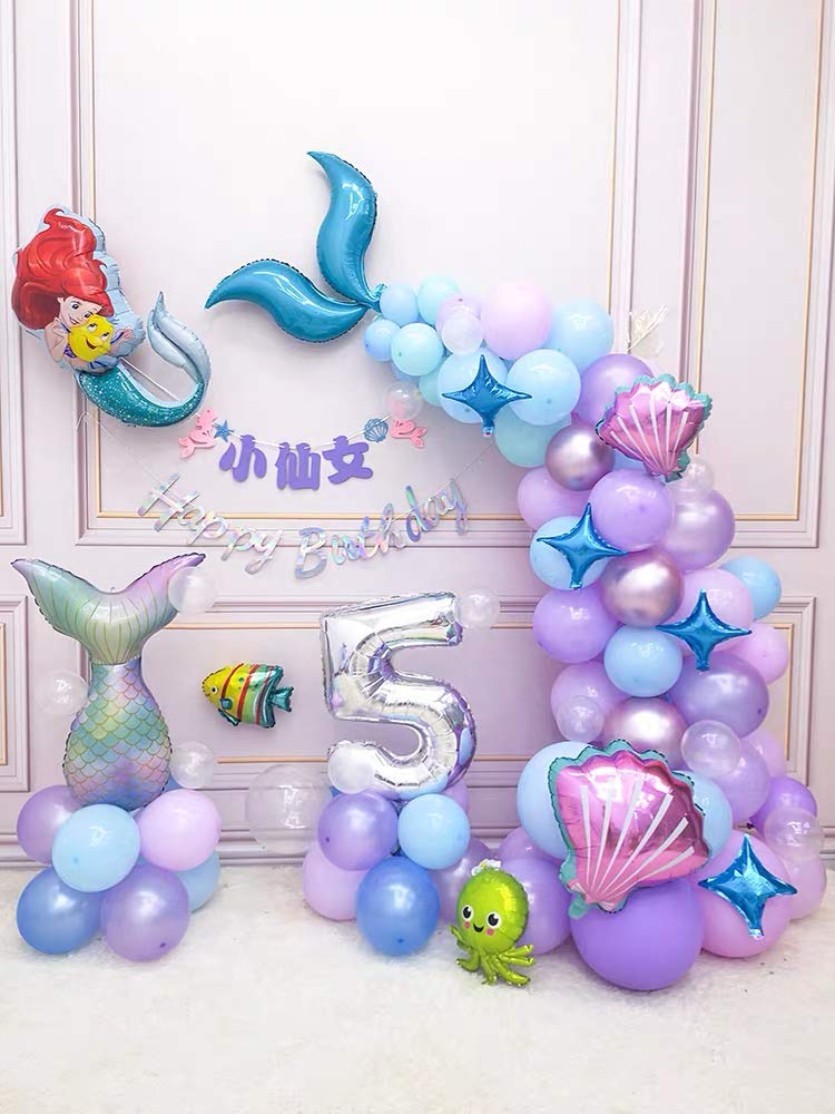 Snapklik.com : 7pcs Mermaid Balloons Number Balloons For 1st 2nd 3rd ...