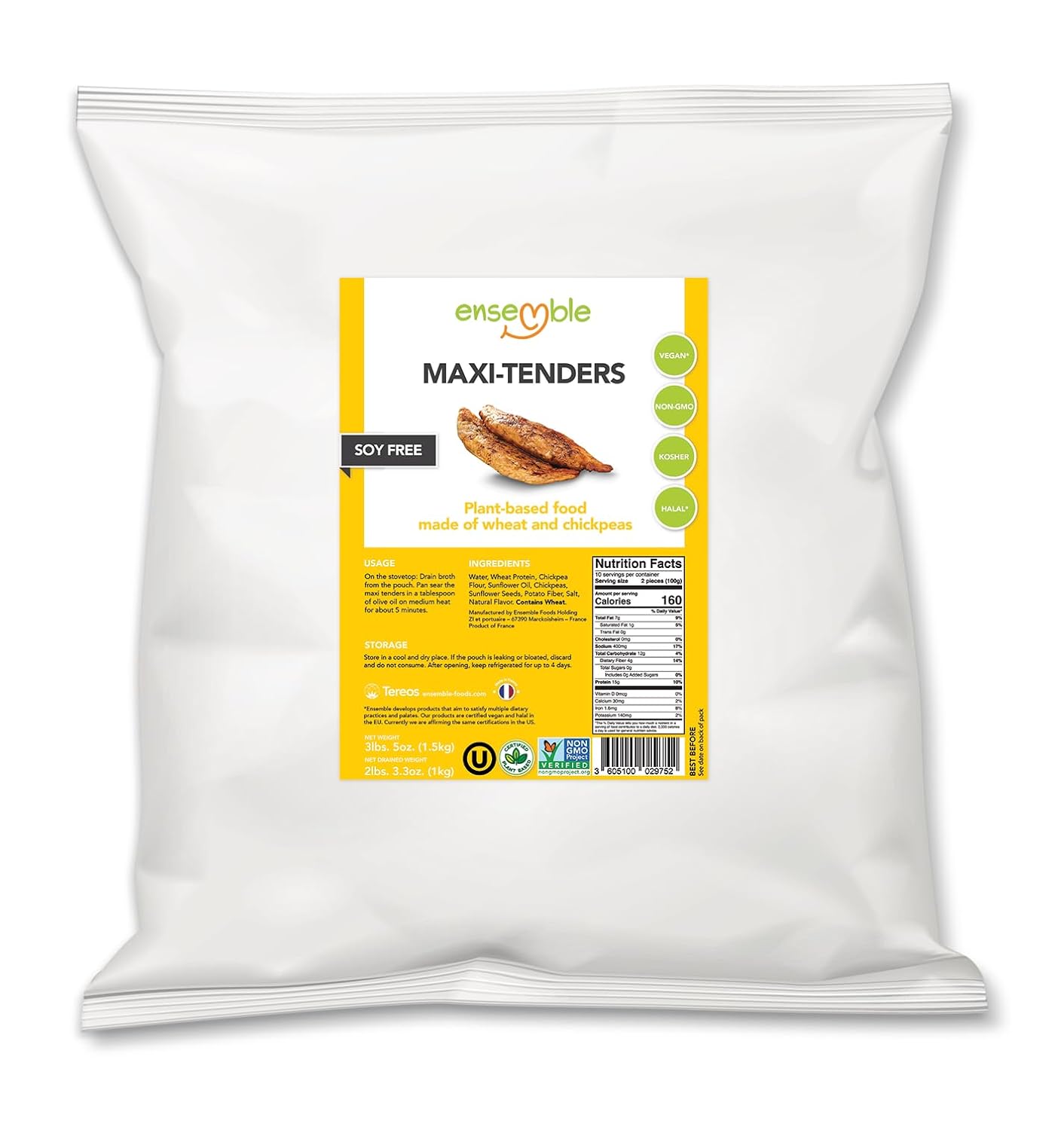 Amazon.com: ENSEMBLE™ Plant-Based Meat Alternative – Maxi Tenders 3.31 ...