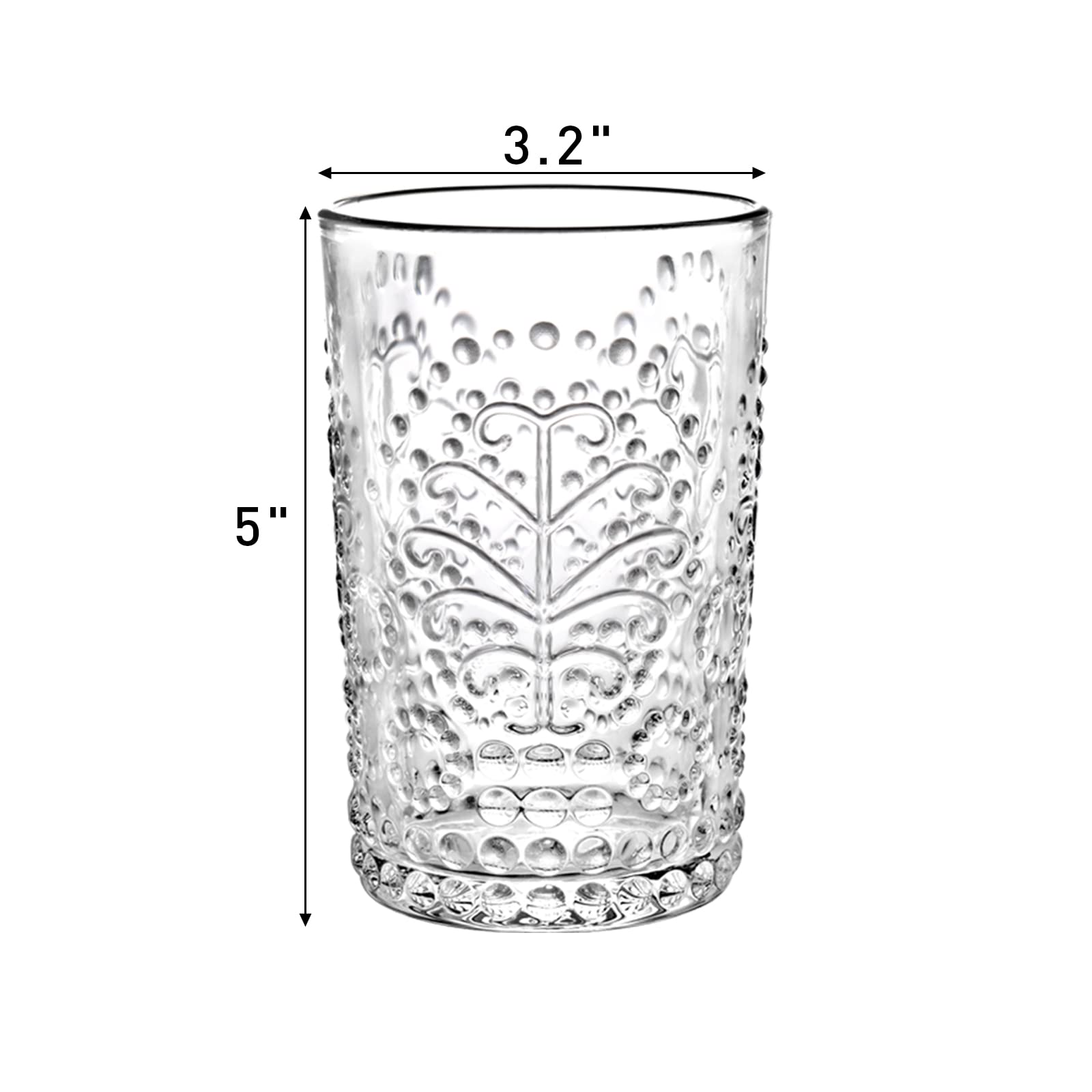 Snapklik.com : 6 Pack Romantic Water Glasses, 12 Oz Clear Drinking ...