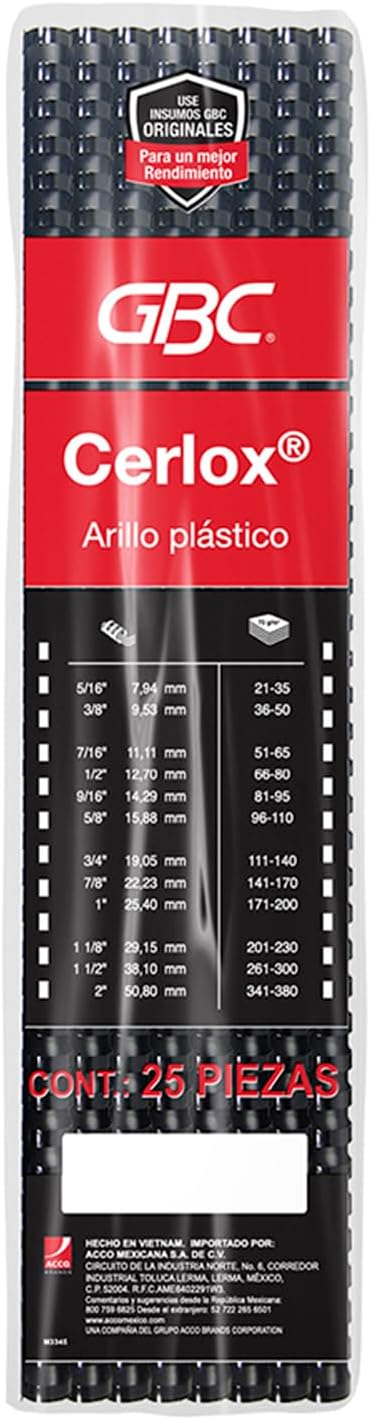GBC M080131 Arillo Plástico para Engargolar Cerlox, Capacidad de 35 ...