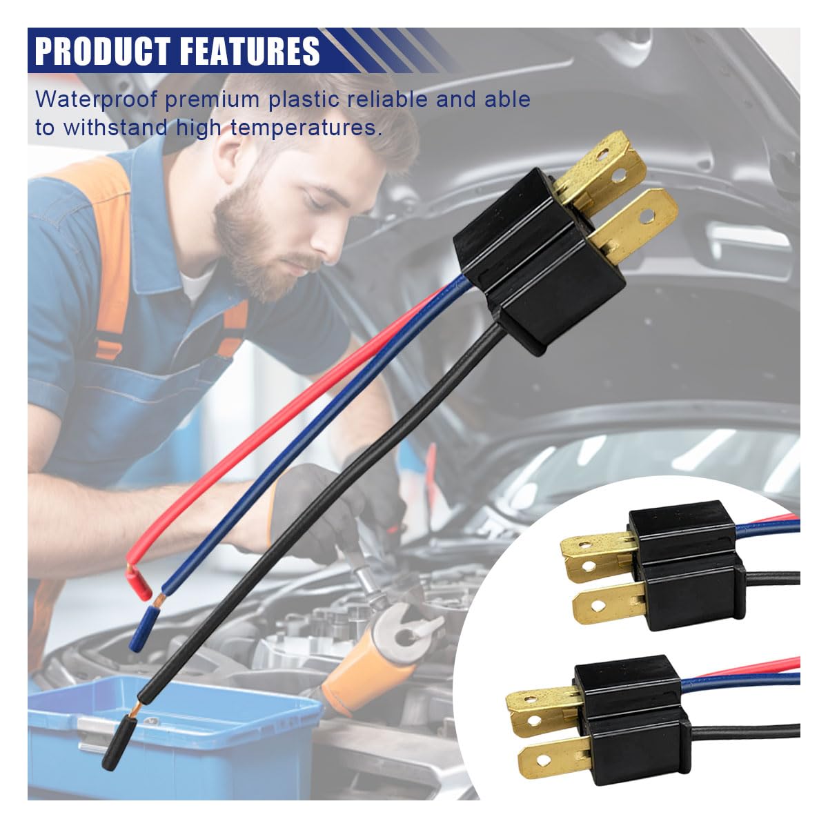 Snapklik.com : 2PCS H4 Wiring Harness Headlight Connector, 3 Wire Way ...