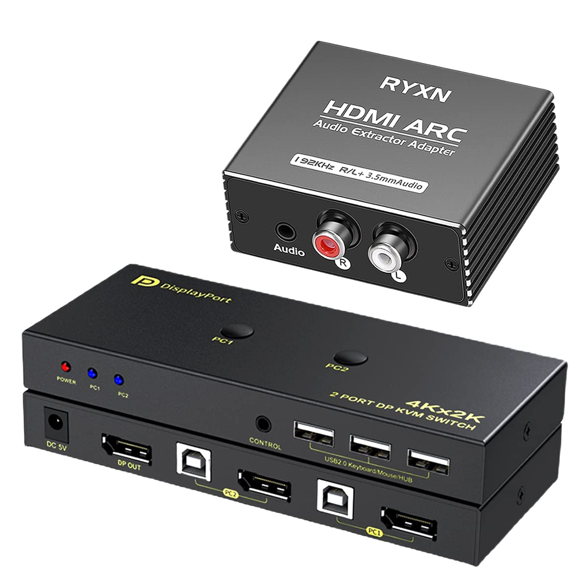 Amazon.com: HDMI ARC Audio Extractor, DisplayPort KVM Switch 2 Port ...