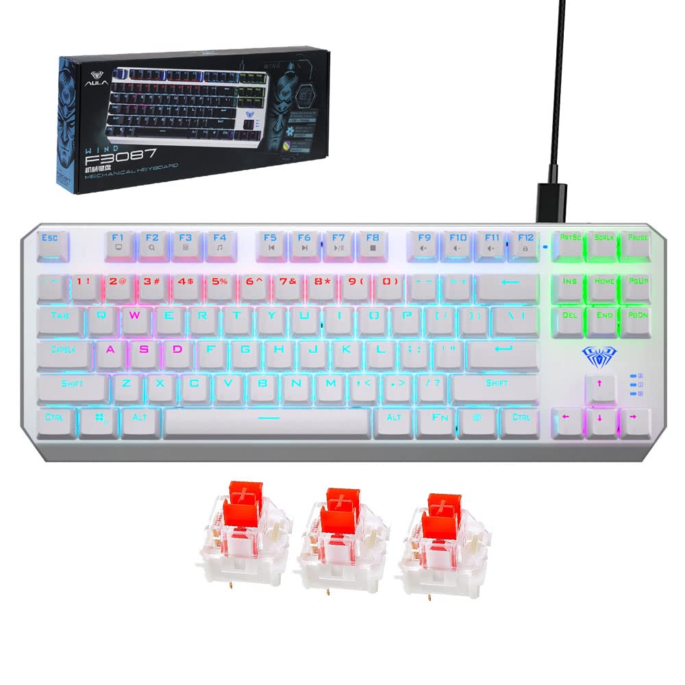 Generic AULA F3087 Mechanical Gaming Keyboard with RGB Rainbow Backlit ...