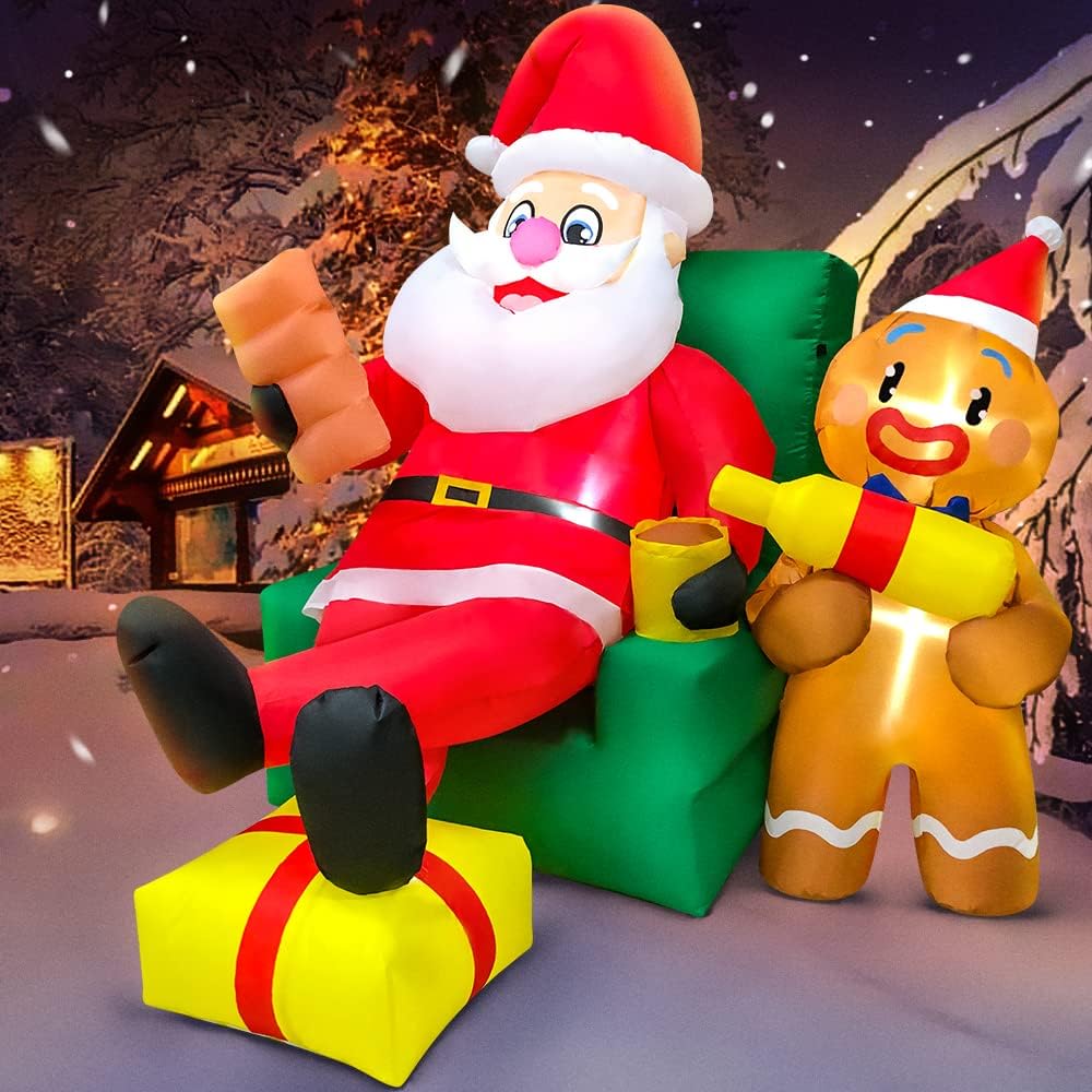 Amazon.com: Airblown® Santa in Recliner Scene 6 Ft. Inflatable ...