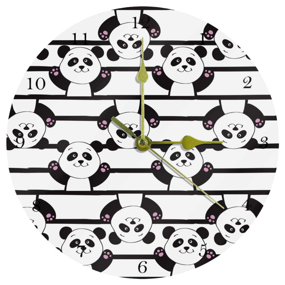 Buy Luoweisi Cute Panda with Stripes Acrylic Round Clocks Non Ticking ...
