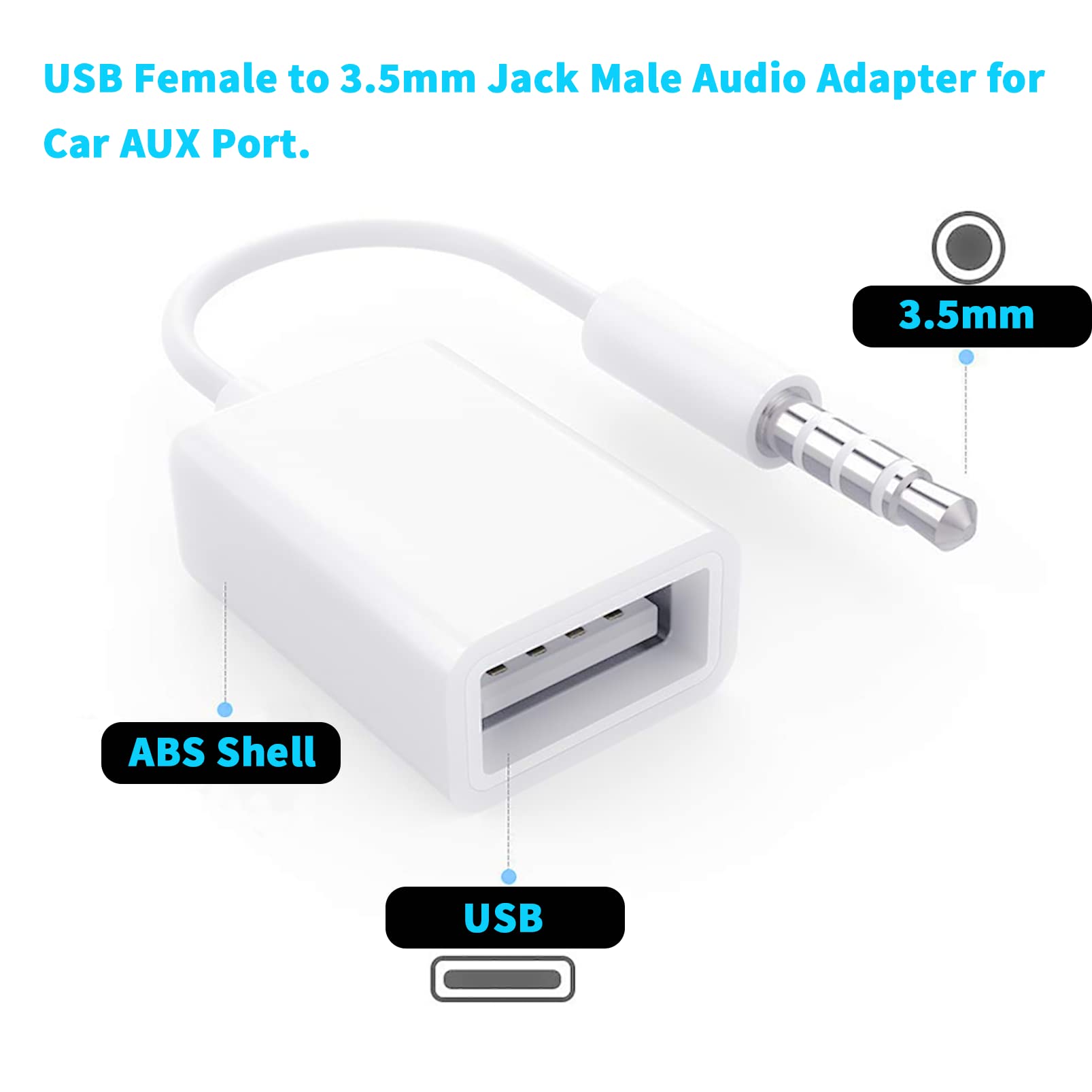 Snapklik.com : Lelukee USB To AUX Adapter,USB Female To 3.5mm Jack Male ...