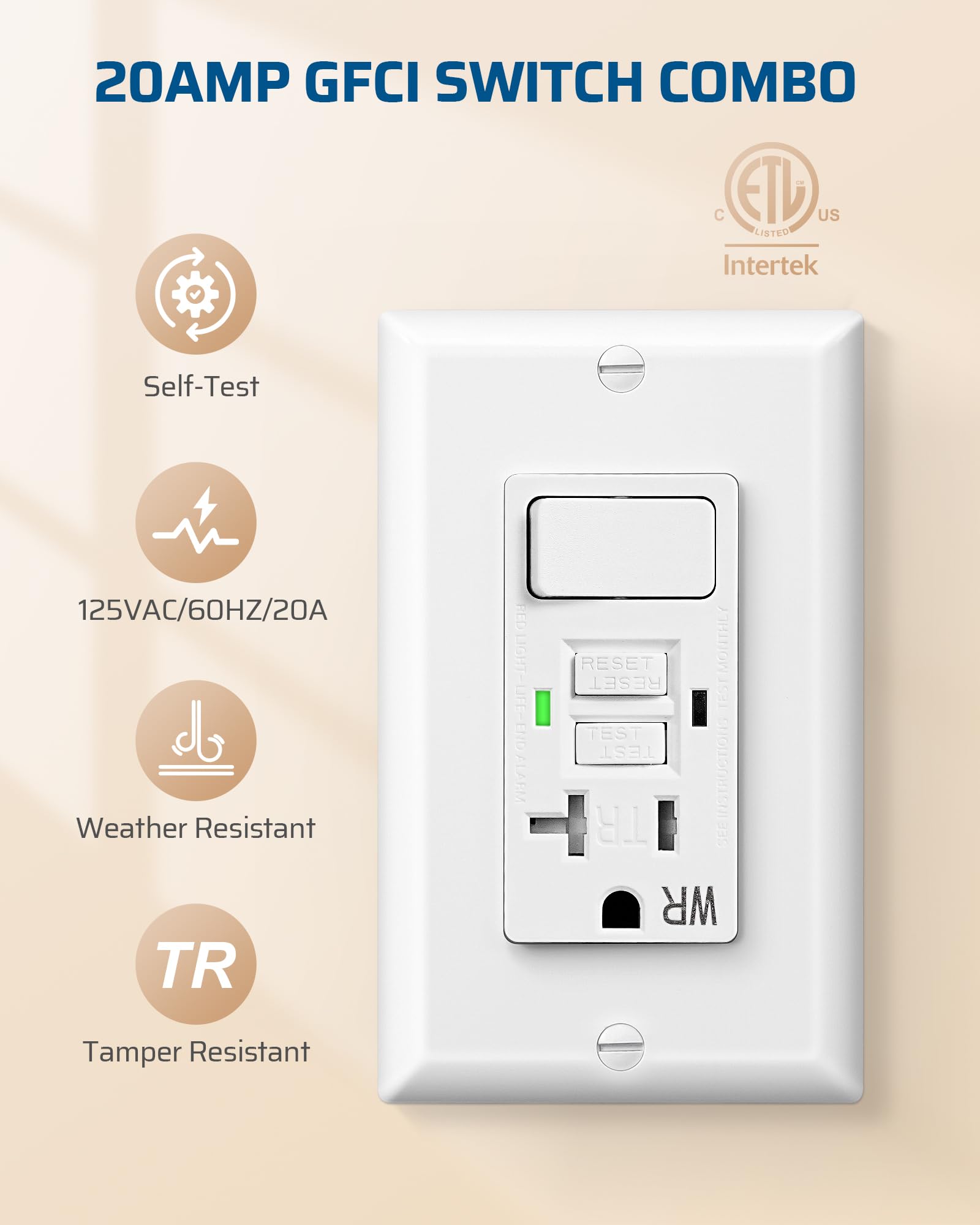 Snapklik.com : DEWENWILS 20A GFCI Switch Outlet Combo, Tamper-Resistant ...
