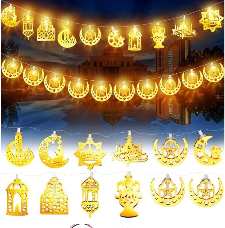 Yoawllty 2Pcs Ramadan Lights Star Moon Lights 6.56Ft 10 LED Lights with ...