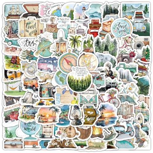 100PCS Small-Sized Outdoor Travel Stickers, Vinyl Waterproof Camping ...