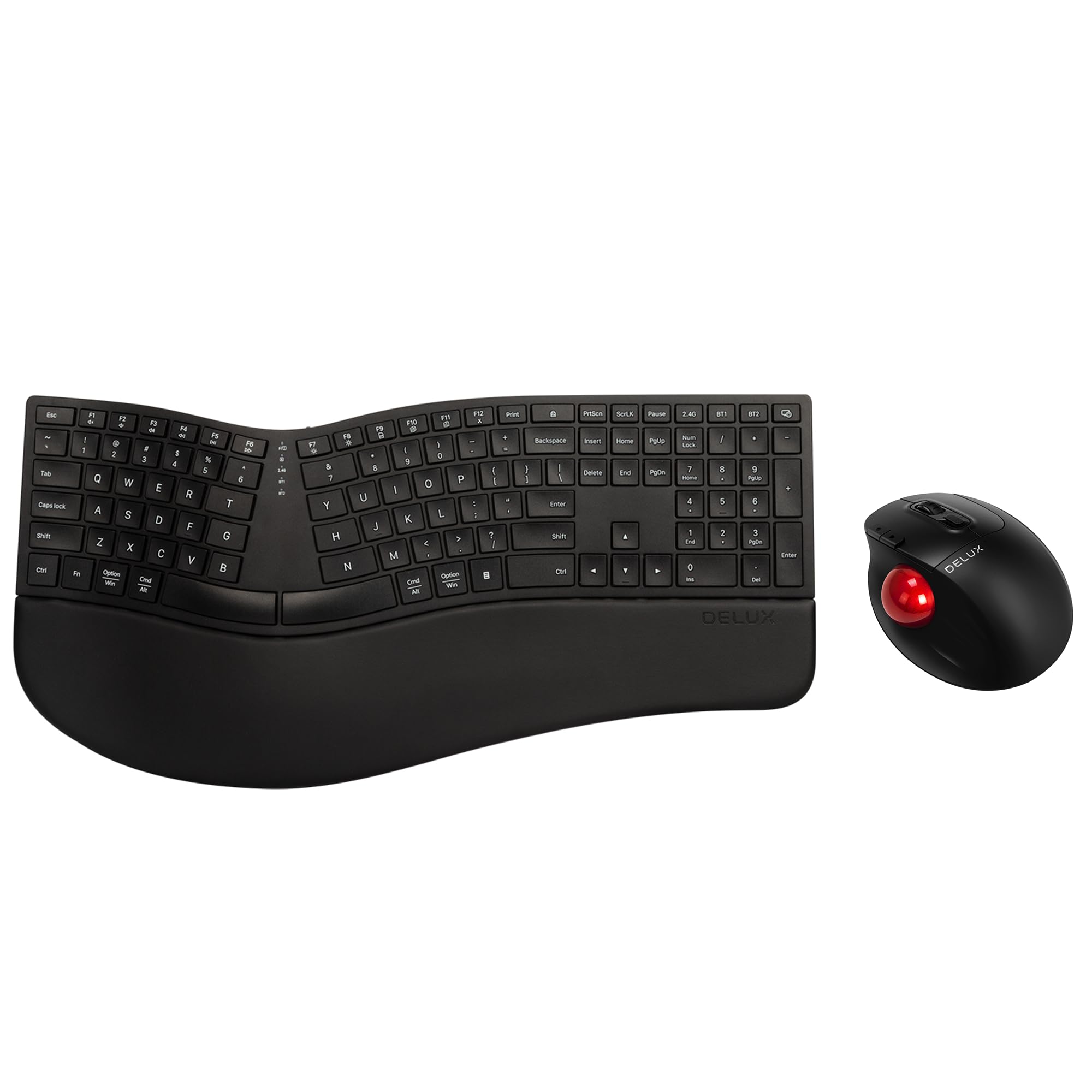 Amazon.com: DeLUX Wireless Ergonomic Keyboard and Trackball Mouse Combo ...