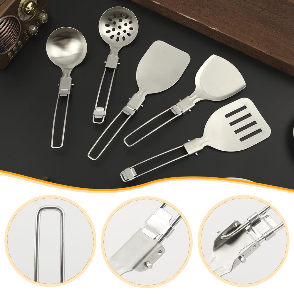 Snapklik.com : Camping Kitchen Utensil Set,5Pcs Stainless Steel ...