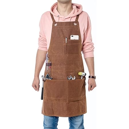 Heavy Duty Carpenters Apron for Men and Women, Waterproof Waxed Canvas ...