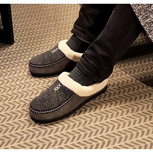 Men's Cozy Fuzzy Wool Fleece Memory Foam Slippers Slip On Clog House ...