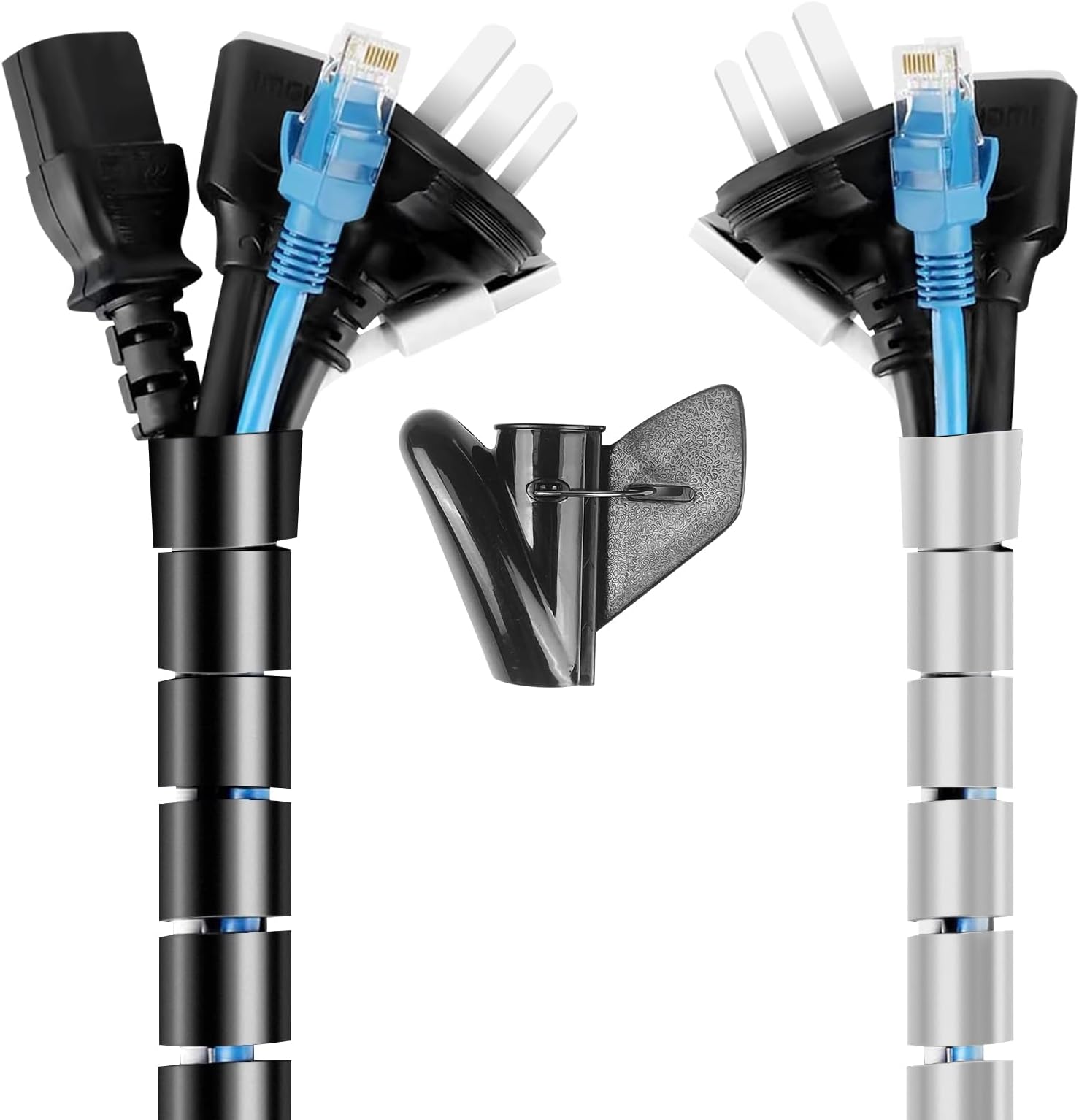 Romon 2 Pack Cache Câble, 22mm*1.5 M Réglable Gaine Spirale Câbles ...