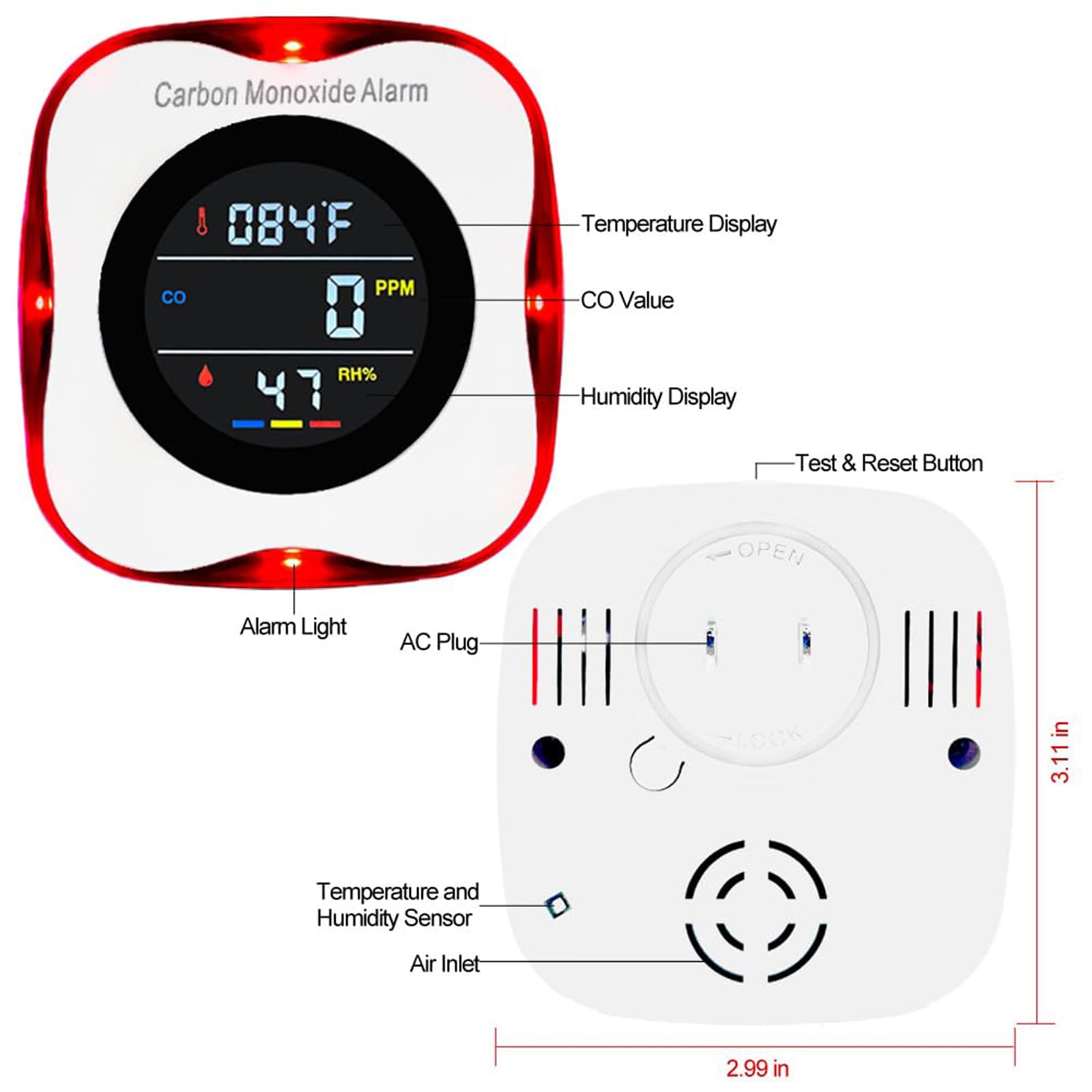Carbon Monoxide Detectors Travel 3X Carbon Monoxide Detectors, Portable ...