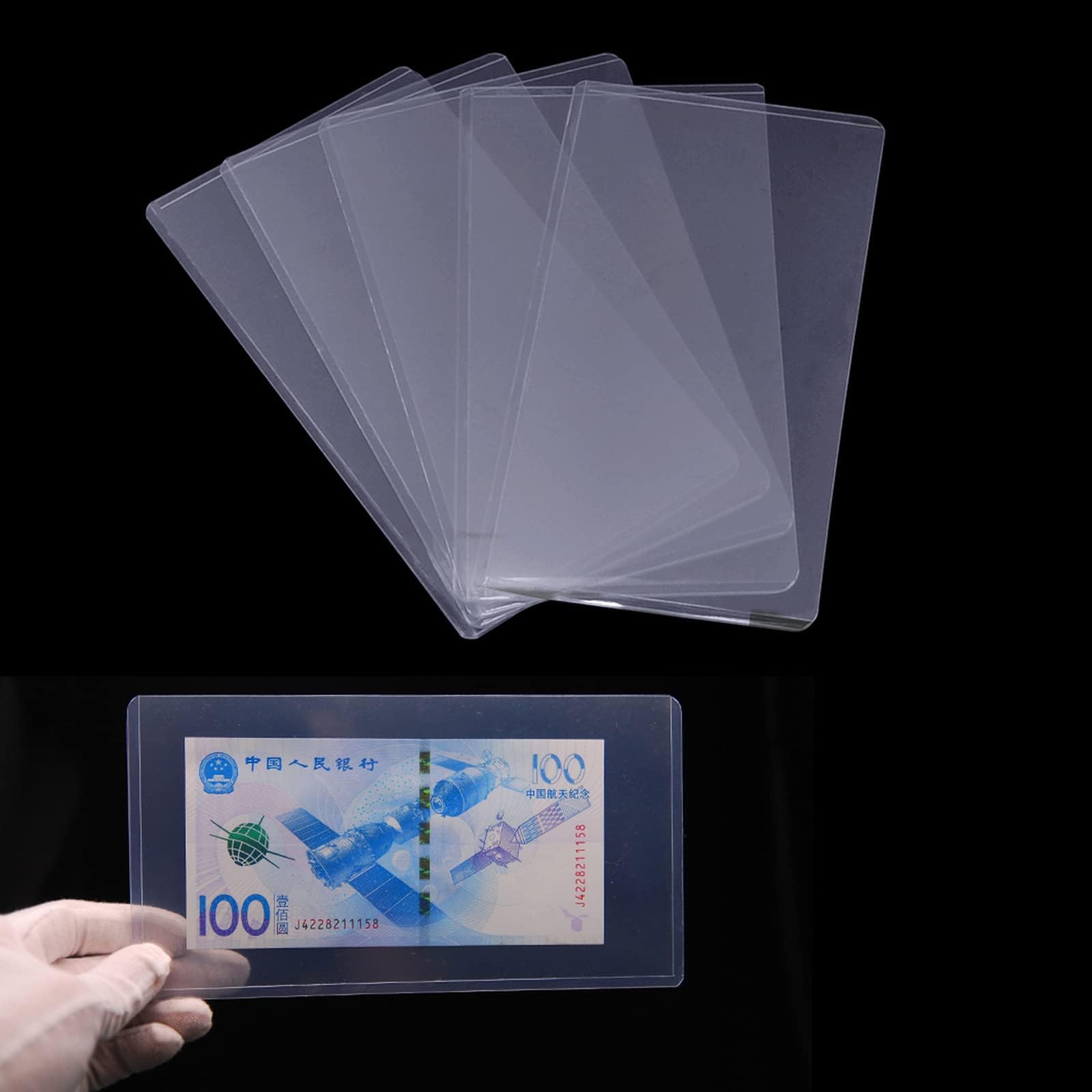 N/C 6 Pieces Clear Paper Money Holders for Collectors Plastic Currency ...