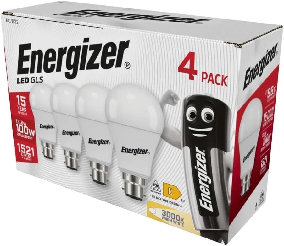 Energizer GLS Replacement LED Bulb 4 Pack (Warm White B22, 100W ...