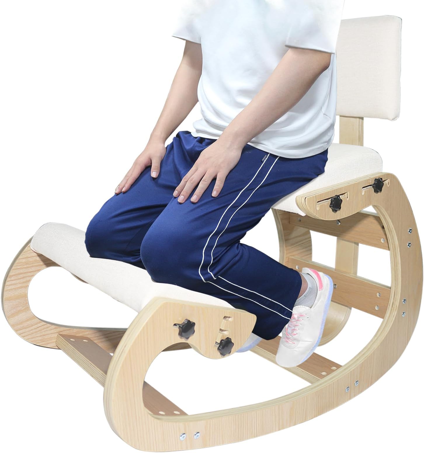 Amazon.com : cinius Ergonomic Chair with Backrest, (Natural), Wooden ...