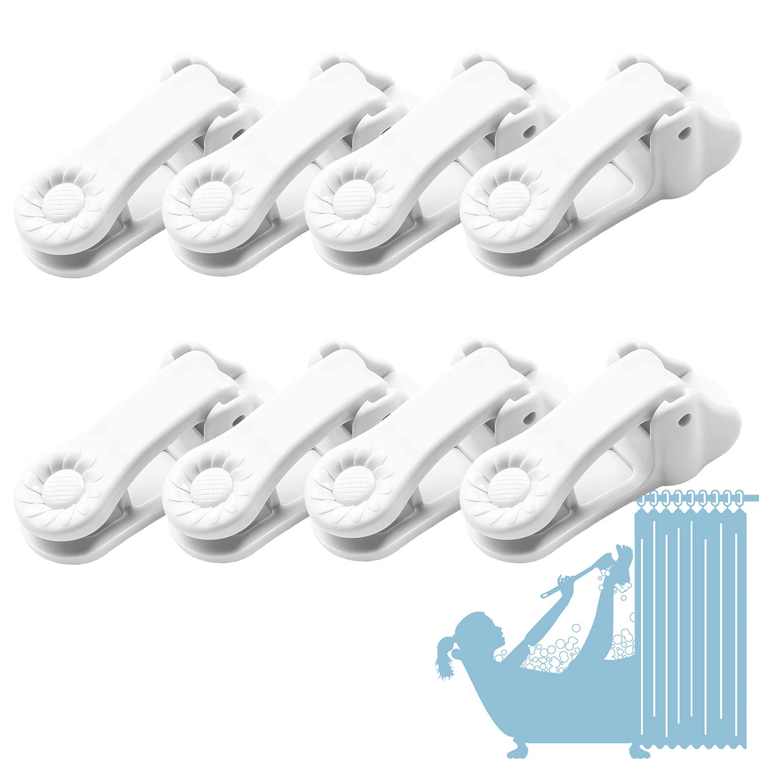 Amazon.com: Kingwee Sunflower Shower Curtain Clips, Shower Splash Guard ...