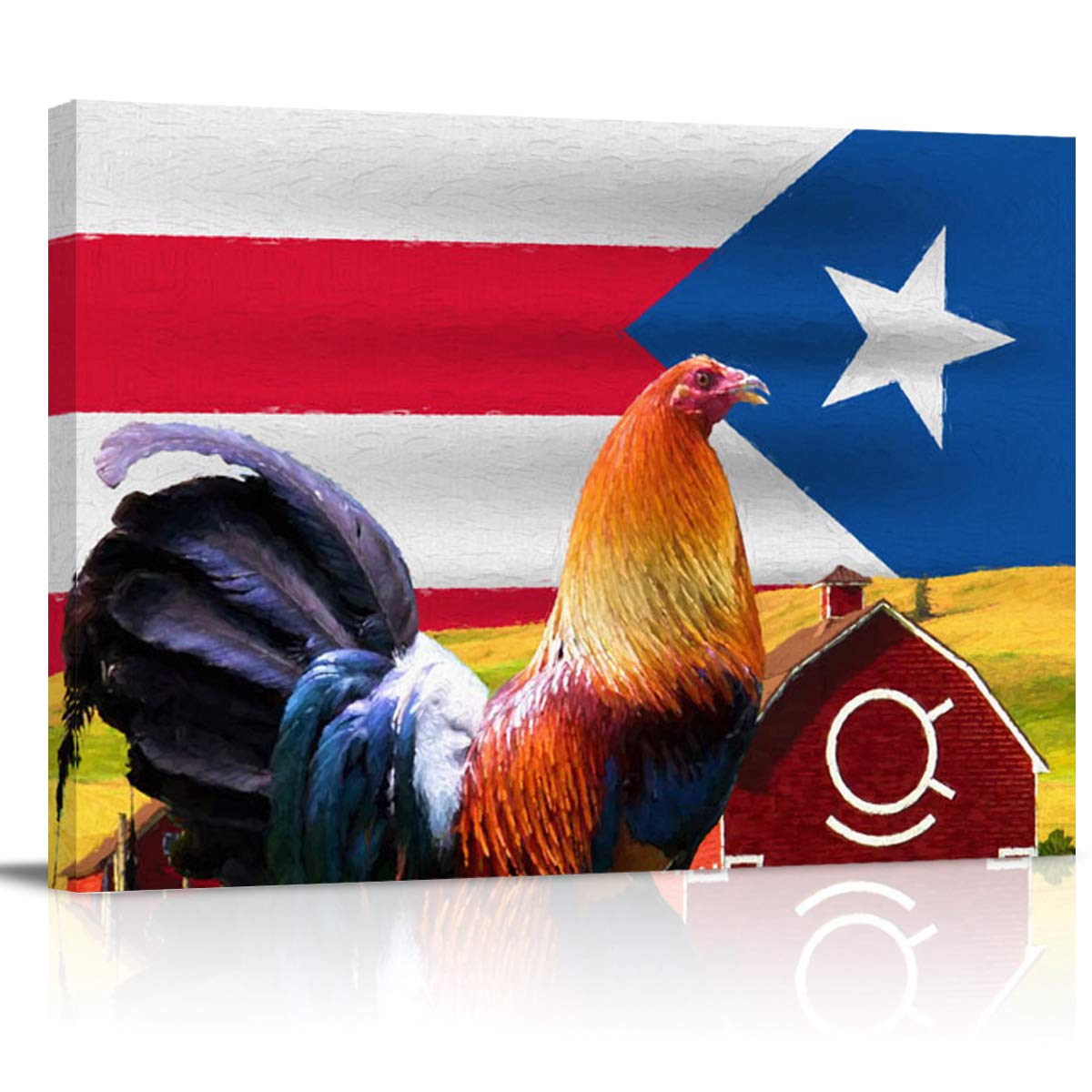 Puerto Rican Flag With Rooster
