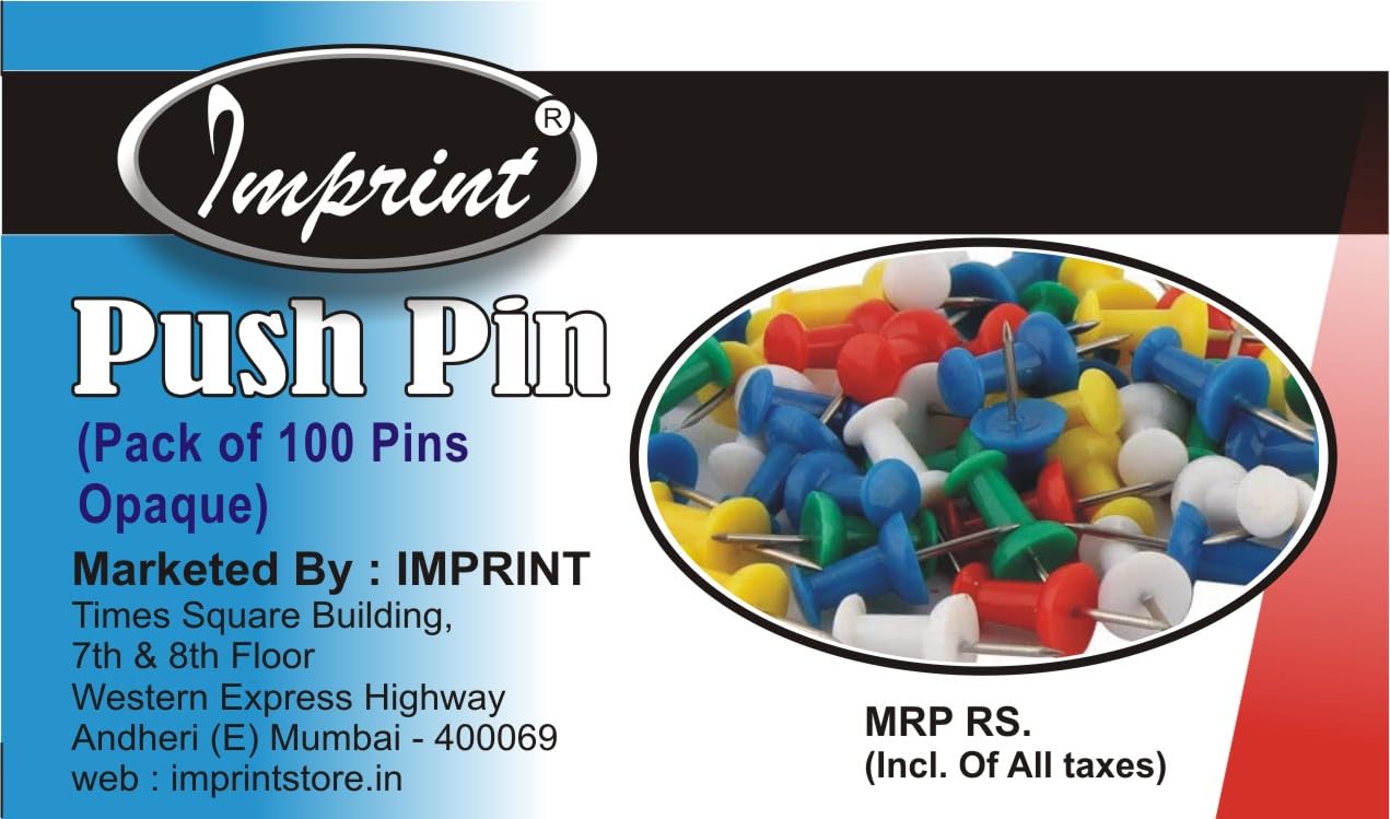 IMPRINT's Multicolor Thumb Pin/Opaque Push Pins 100 Pcs with A Multiple ...