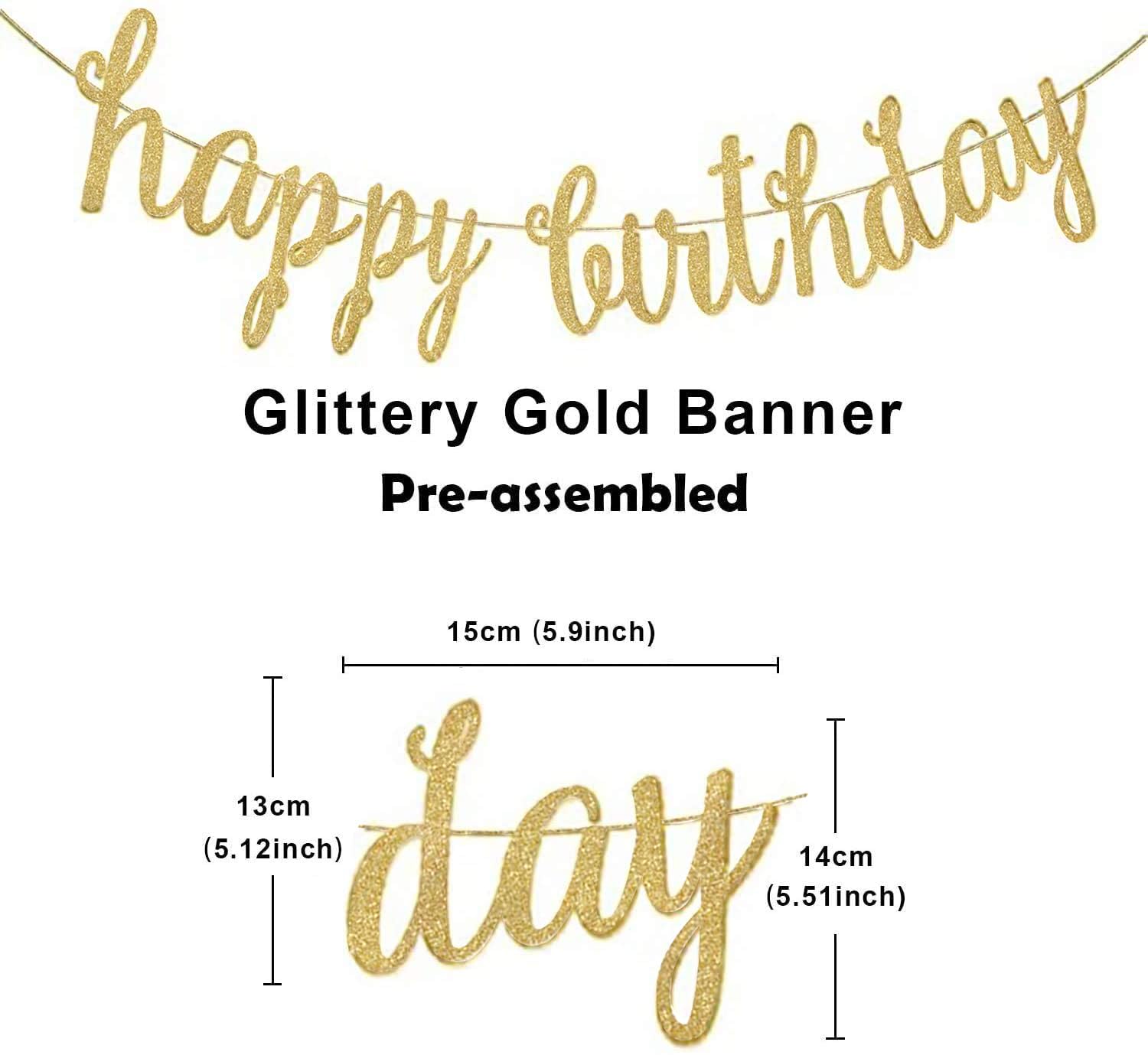 Snapklik.com : Gold Happy Birthday Banner Decoration Kit, Golden ...