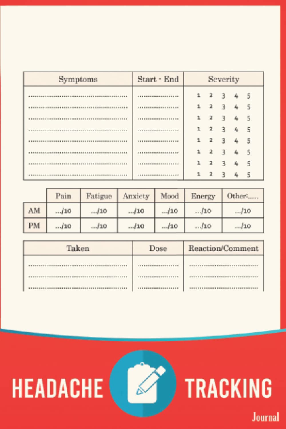 Buy Headache Tracking Journal: Daily Headache Pain Tracker with Symptom ...