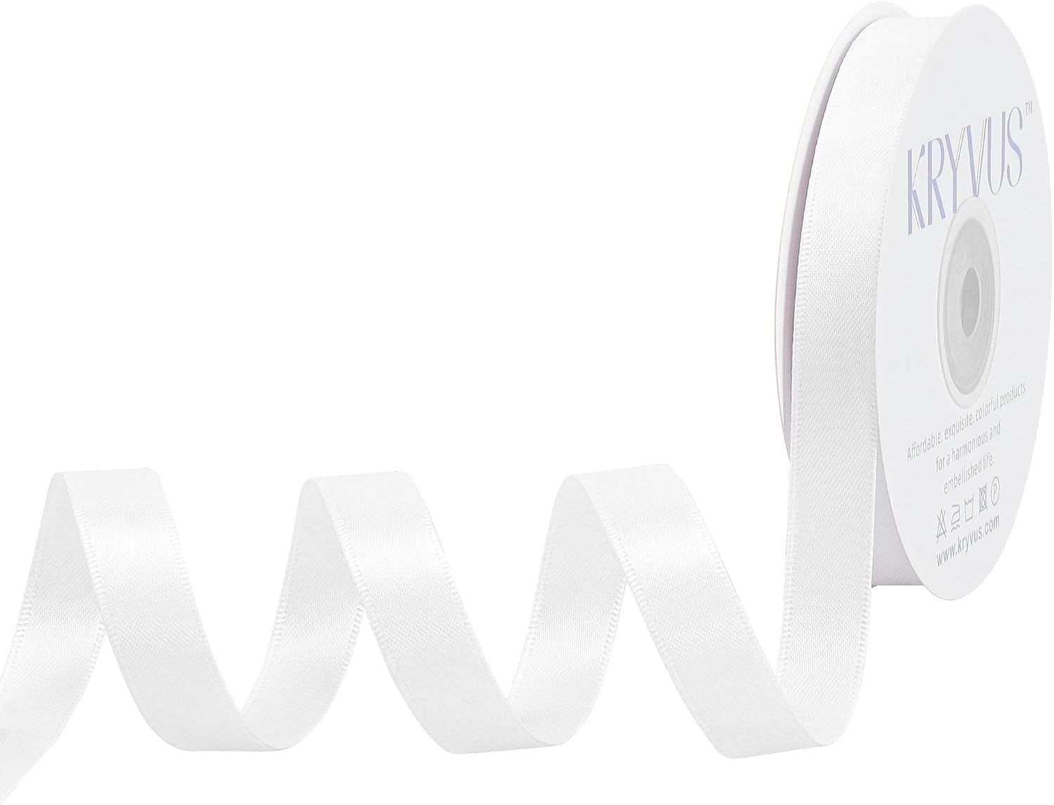 Amazon.com: Kryvus White Satin Ribbon, Double Faced 1/2 Inch X 25 Yards ...