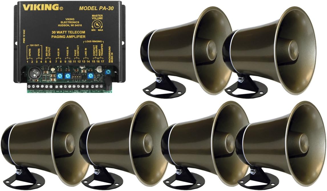 Amazon.com: Viking 30 Watt Paging Amplifier with Loud Ringing and 6 ...
