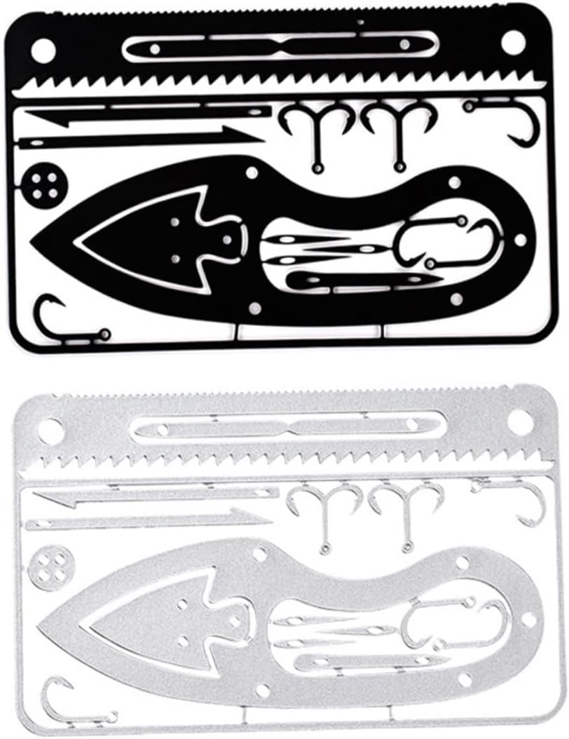 Amazon.com: OSALADI 2pcs Fish Hook Card Steel Multitool Cards Edc ...