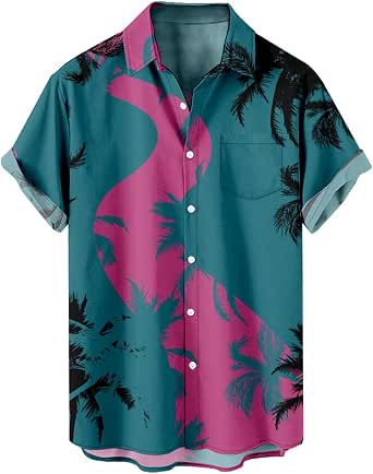 Amazon.com: Pure Pang Men's Hawaiian Shirts Short Sleeve Button Down ...
