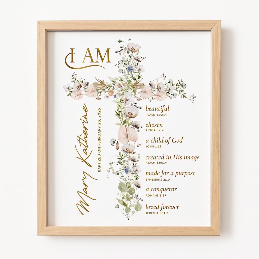 Amazon.com: Baby Baptism Gifts for Girl, Personalized Gift Canvas or ...