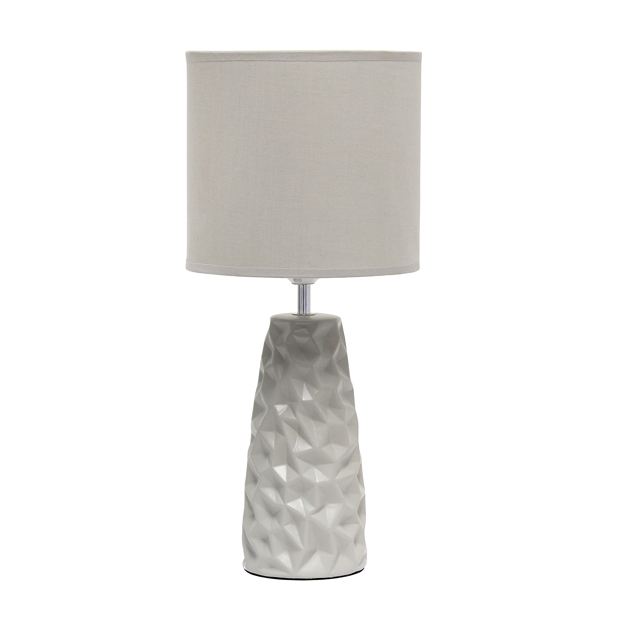 Simple Designs LT2083-GRY Sculpted Ceramic Table Lamp, Gray