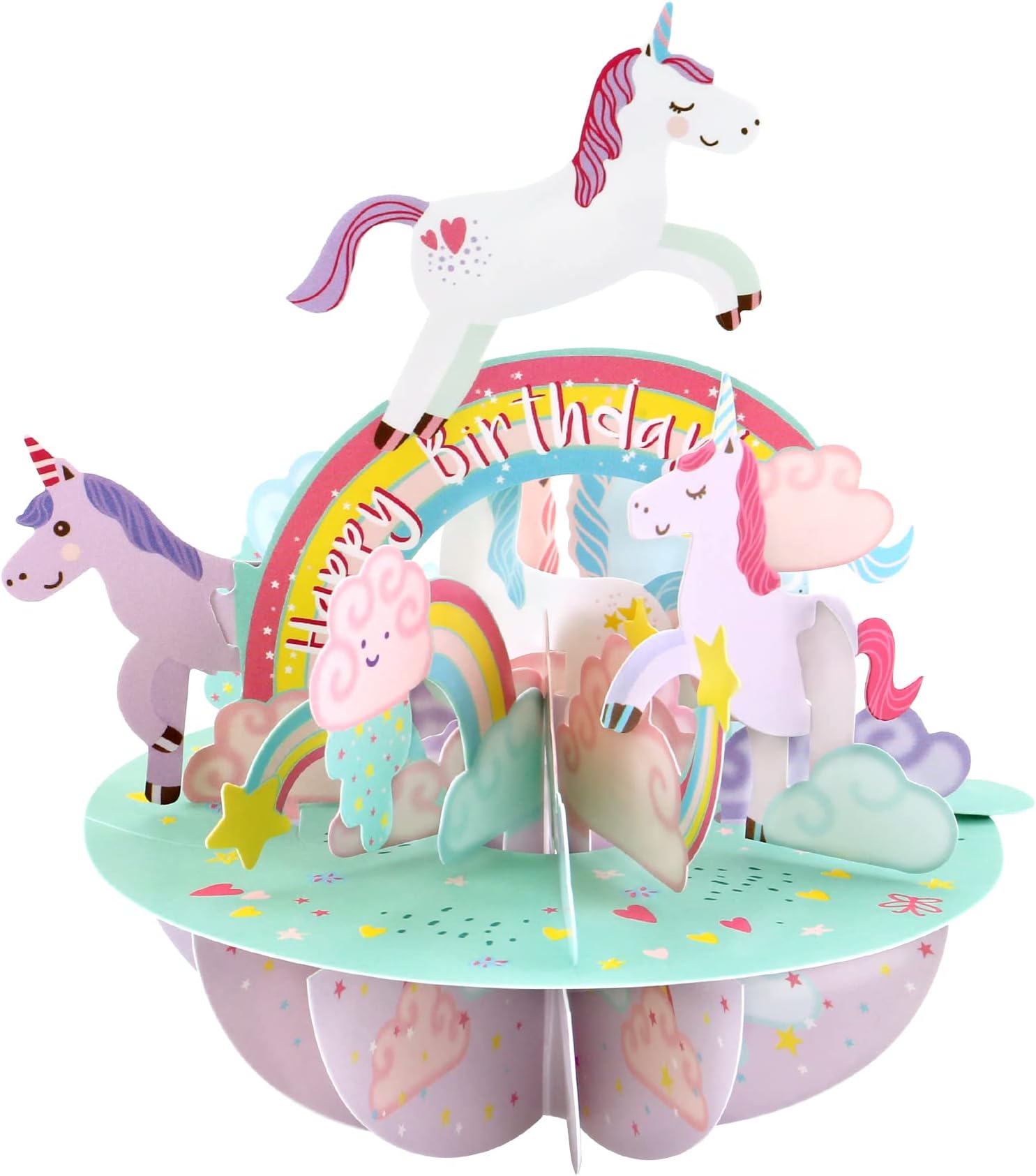 Alljoy Design Girls 4th Birthday Flying Unicorn 3D Pop Up Birthday ...