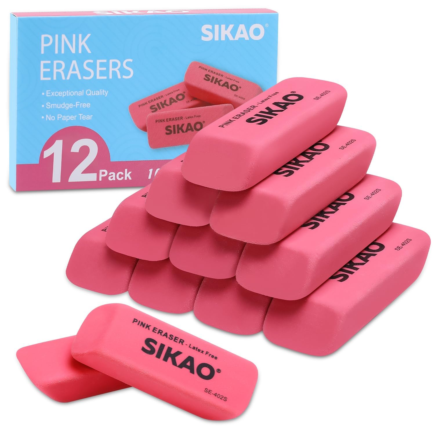 Rubbers Erasers Sikao 12 Pack Pencil Erasers for Kids, Cube Erasers ...