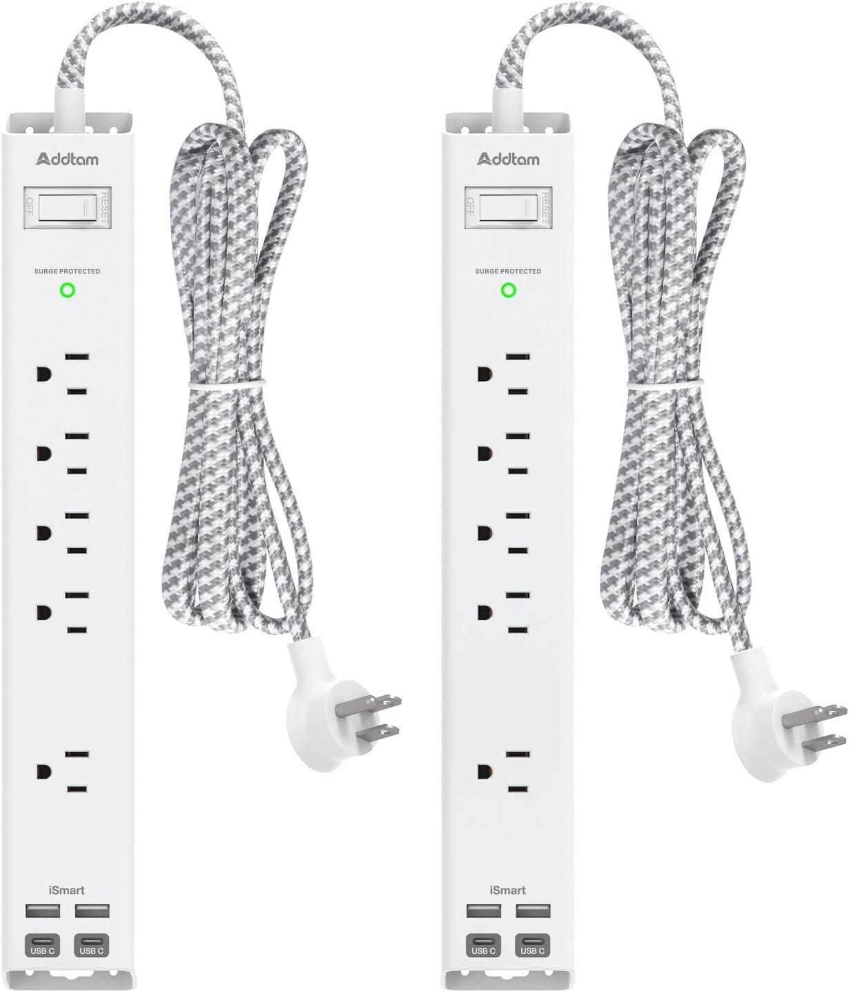 Amazon.com: 2 Pack Surge Protector Power Strip - 5 Widely Spaced ...