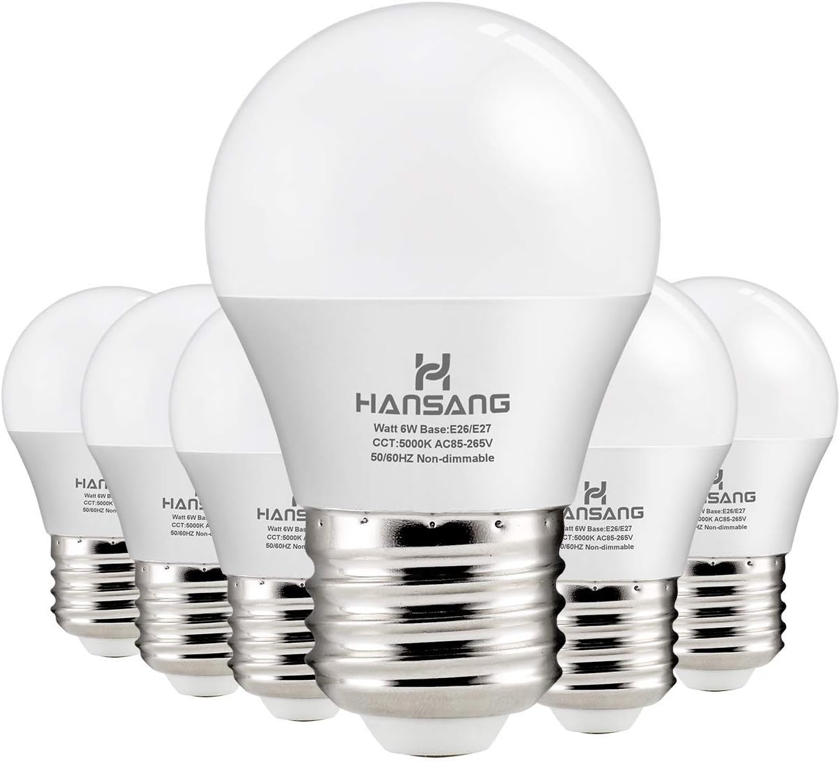 hansang A15 LED E26 Small Light Bulb, Daylight 5000K, 60Watt Equivalent ...