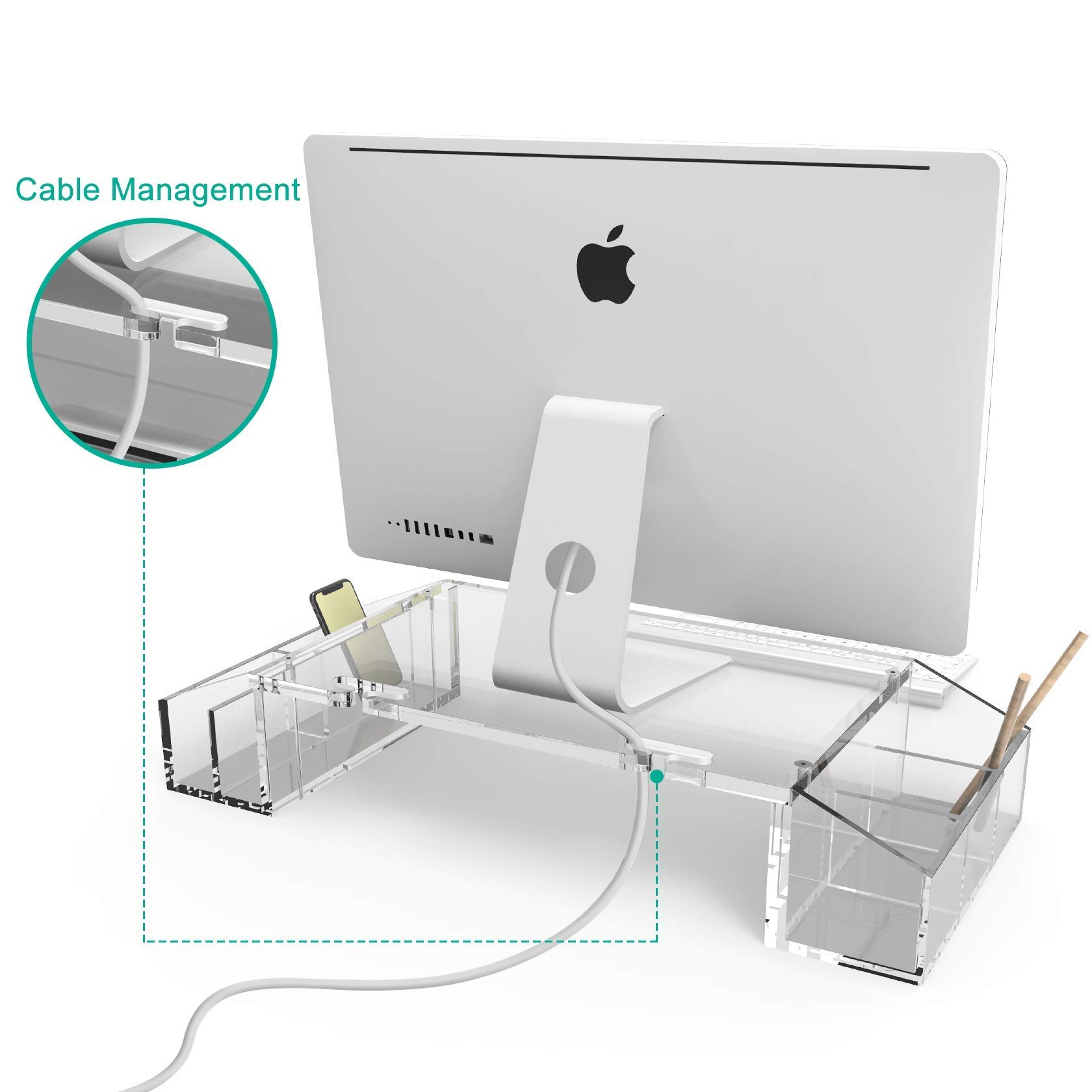 Buy IMLIB Acrylic Monitor Stand Riser for Desk Countertop, Clear ...
