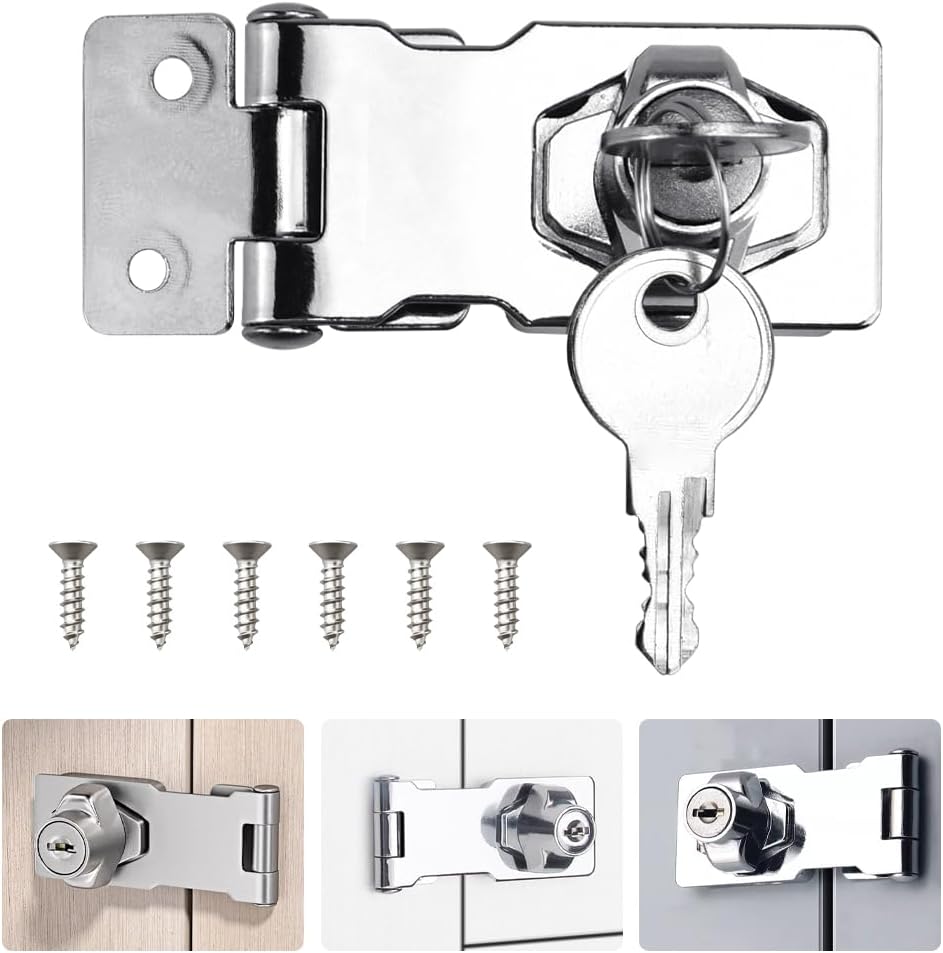 Keyed Hasp Lock Hasp and Staple with Padlock, ADERTOS Heavy Duty Shed ...
