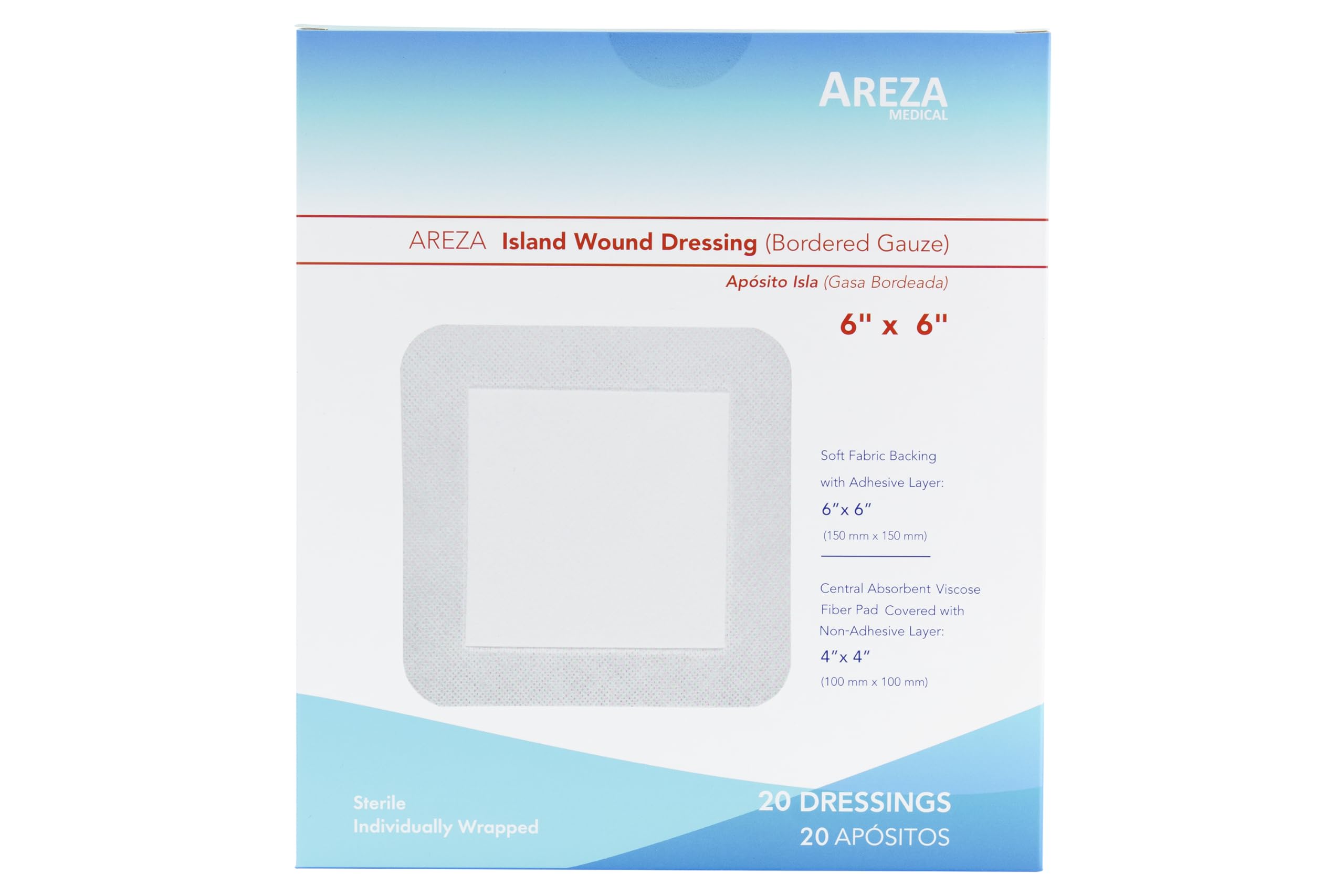 Amazon.com: Areza Medical - Bordered Gauze Island Dressing - Wound Dressing - Latex Free ...