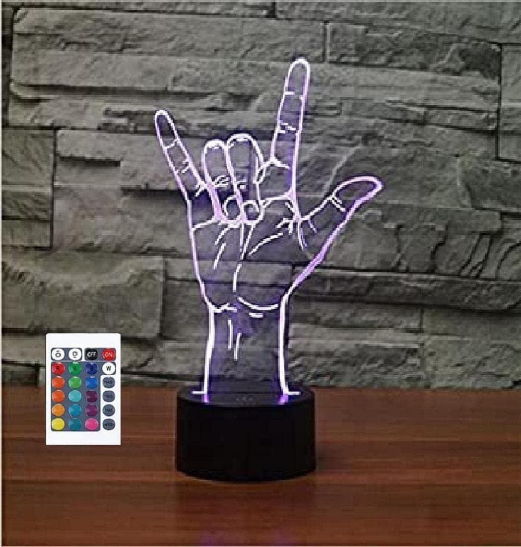 SUPERIORVZND 3D I Love You Sign Language Night Light Remote Control ...