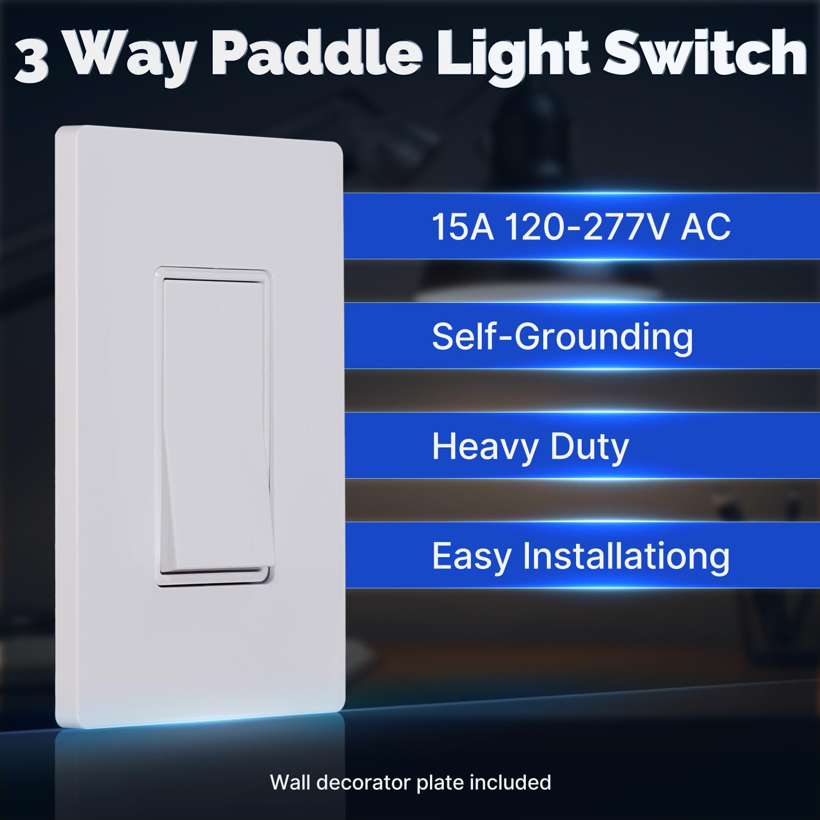 Snapklik.com : 12 Pack Paddle Rocker Light Switch,3 Way On Or Off Light ...