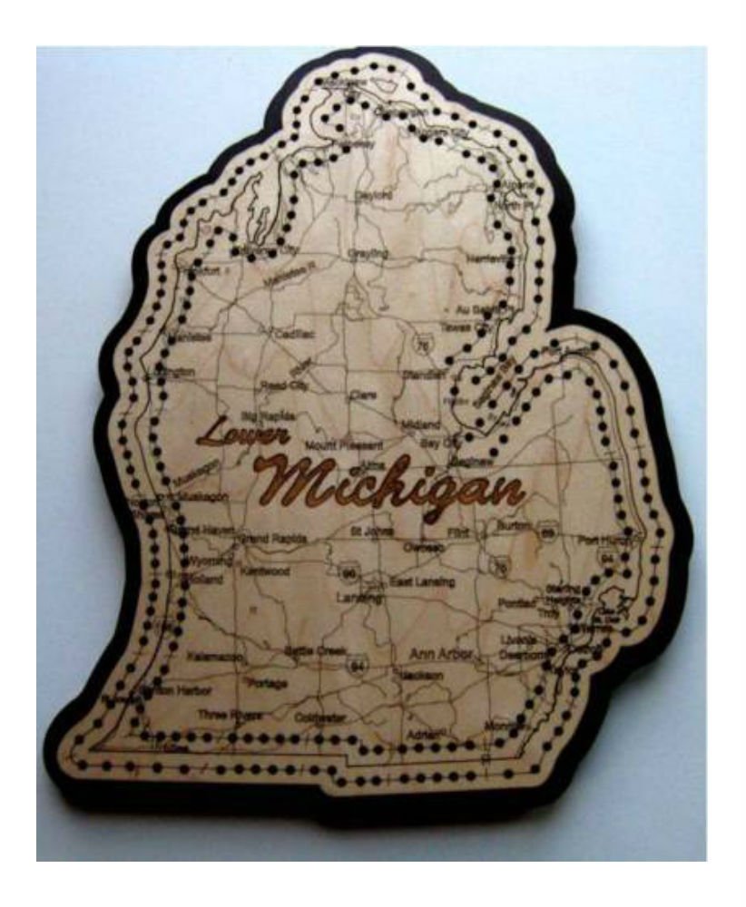 Amazon.com: Lower Michigan Shaped Road Map Cribbage Board : Toys & Games