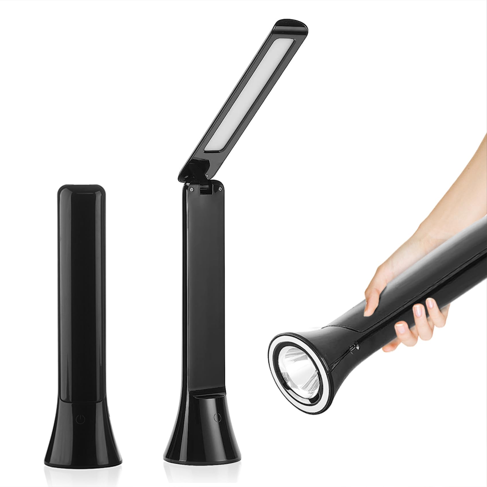 Rechargeable LED Desk Lamp with Flashlight Cordless lamp Foldable ...